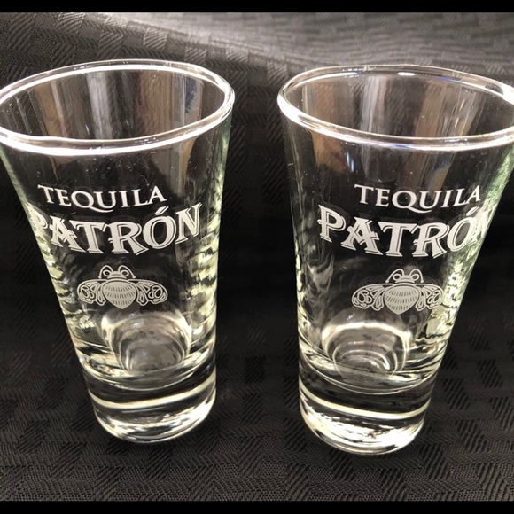 Patron | Other | 2 Patron Logo Tequila Tall Glass Shot Glasses | Poshmark